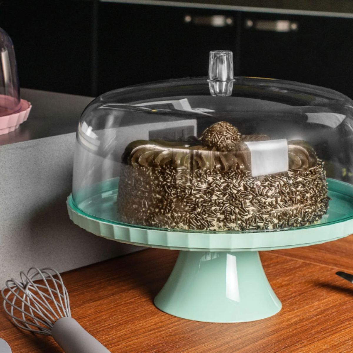 Boleira Festa Com Pé Branco 25cm - HZOR